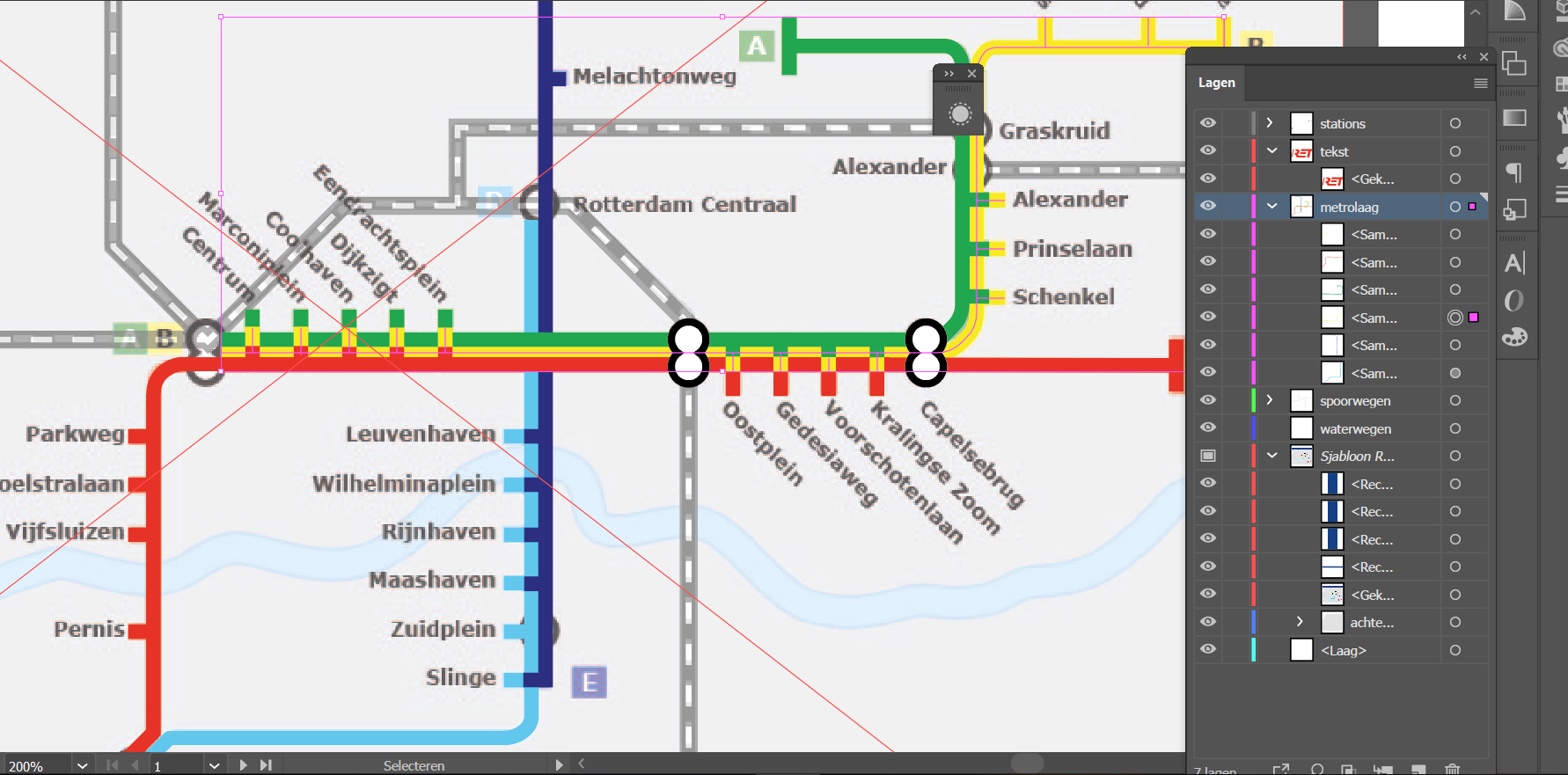 Hoe kan ik op de juiste manier metrolijnen ordenen in Illustrator ...
