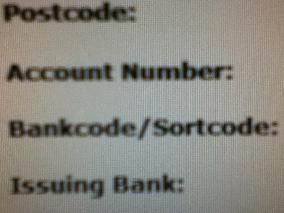 Wat word er bedoelt met "account number" en wat met "bankcode/Sortcode ...