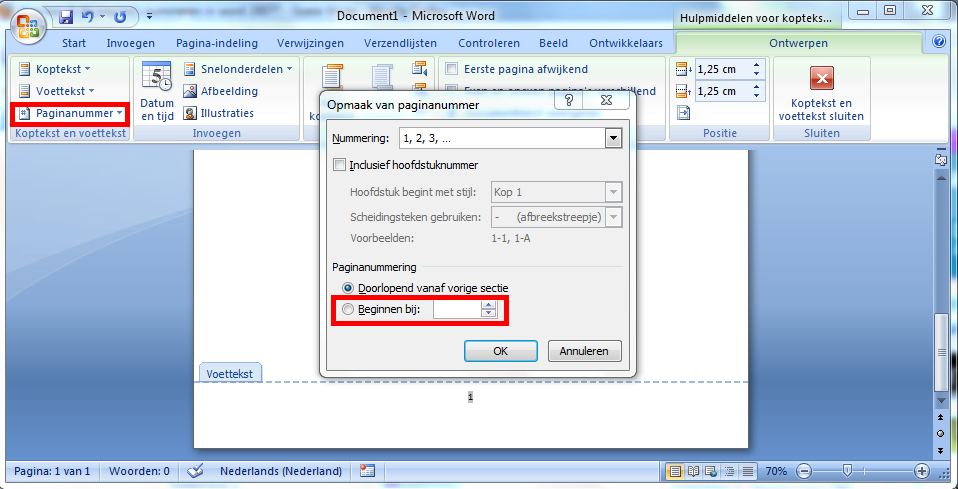 hoe kan ik de pagina's nummeren in word 2007? - GoeieVraag
