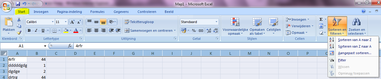 Hoe kan je sorteren op alfabet in rijen in excel? kan dat? - GoeieVraag