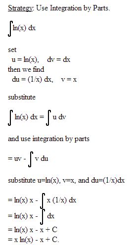 Wie kan in stapjes uitleggen hoe je de primitieve van ln(x) krijgt ...