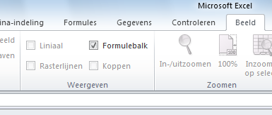 De formule balk bij mijn excel is weg, hoe krijg ik het weer terug ...